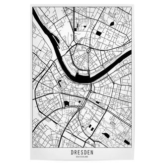 artboxONE Poster 30x20 cm St&auml;dte Dresden map minimal hochwertiger Design Kunstdruck - Bild Dresden Cities City
