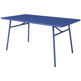 Vente-Unique Table de jardin L.160 cm en m&eacute;tal - Bleu nuit - MIRMANDE de MYLIA