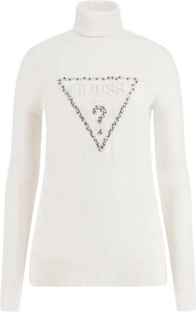 Guess Femme, Pulls, Blanc, Taille: 44 FR Piper Triangle Logo Tn Ls Swtr