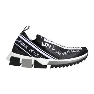 Dolce & Gabbana Schwarz Wei&szlig; Sorrento Sneakers Gummisohle - - Shoes - Damen - Schwarzk - 35 1/2 EU