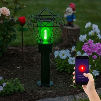 Globo Lighting Au&szlig;enleuchte Stehleuchte Wegelampe Terrassenleuchte Gartenlampe, Edelstahl schwarz Metall, App Steuerung dimmbar cct, Smart rgb led 8,5W 806Lm, l