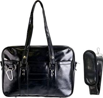 Coolchange Cartable Japonais en Cuir synth&eacute;tique pour lyc&eacute;en | Sac d&eacute;cole Cosplay &agrave; bandouli&egrave;re | Couleur: Noir