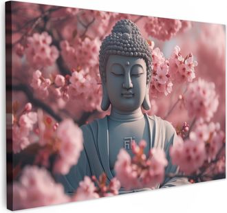 MuchoWow © Bilder Groß 120x80 cm XXL Wohnzimmer Deko Modern Wandbild Kunstdruck auf Leinwand Bild Schlafzimmer über Bett Room Decor Geschenke Buddha - Statue -