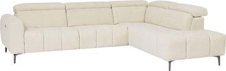 Vente-Unique Ecksofa rechts elektrisch Relax - Textilstoff Beige - CALDORIA