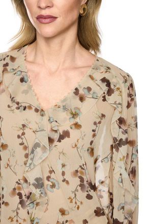 Marc Cain Langarmbluse Fading Flowers Premium Damenmode Bl&uuml;ten-Print, mit Volants