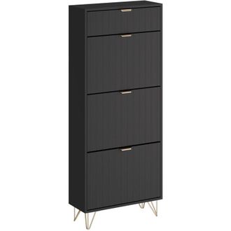 Vicco Armoire à chaussures Helge, Noir, 60x145cm 3 compartiments