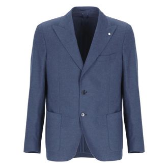 Lubiam Homme, Vestes, Bleu, Taille: M Veste en coton et lin