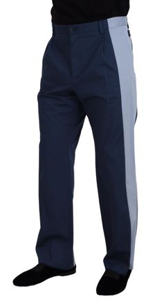 Dolce & Gabbana Mens Blue Cotton Straight Fit Pants Elastane