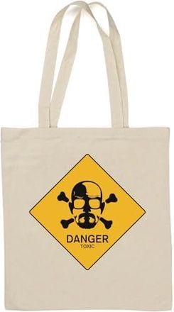 Generic Sac fourre-tout en coton naturel avec signe de danger toxique Blanc