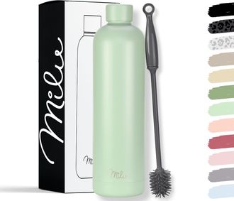 Milu Thermosflasche 1L Isolierte Edelstahl Thermo Trinkflasche Thermoskanne Auslaufsichere Isolierflasche doppelwandig - Kohlensäure geeignet - inkl. Reini