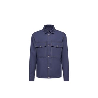 Moncler Moncler Watagua Cotton & Linen Blend Shirt Jacket, Men, Blue, Size: 0