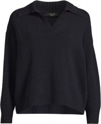 Max Mara Femme, Pulls, Bleu, Taille: 40 FR Agre Wool Polo Sweater
