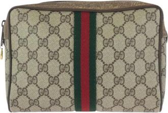 Gucci Sac pochette en toile GG Supreme Pre-owned - Homme - Pre-owned - Brun - Taille: ONE Size