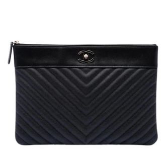 Chanel Pre-owned Quilted Caviar Leather Clutch - - Pre-owned - Damen - Schwarzk - ONE SIZE