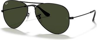 Ray-Ban Aviator Classic Sonnenbrillen Schwarz Fassung Grün Glas 58-14