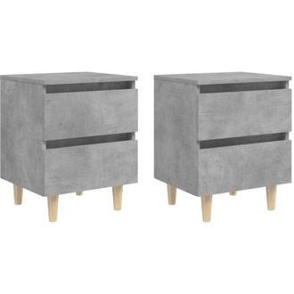 vidaXL Vidaxl - Table de chevet 2 pcs en pin massif gris b&eacute;ton 40x35x50 cm - Avec 2 tiroirs - Style scandinave moderne - Facile &agrave; nettoyer