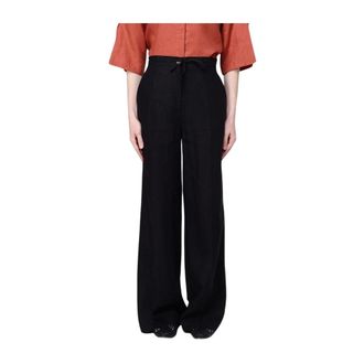 Colmar Leinen Palazzo Hose - - Sport - Damen - Schwarzk - S