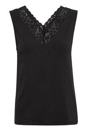 Cream Jerseytop CRTrulla Damen Jerseytop mit Spitze V-Ausschnitt Ärmellos Tanktop L, Pitch Black