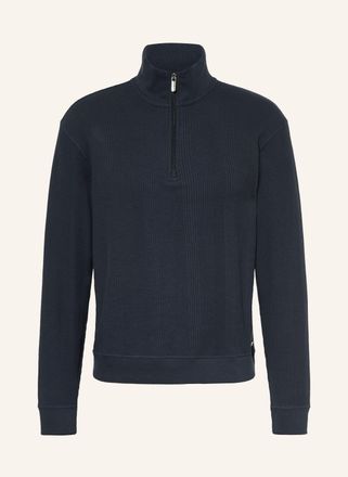 HUGO BOSS Lounge-Pullover Structure blau