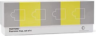 Pantone Porzellan Espressotassen im 4er-Set in Geschenkbox, 120 ml, mit Henkel, sp&uuml;lmaschinenfest, CoY 2021, Illuminating 13-0647 & Ultimate Gray 17-5104, CoY