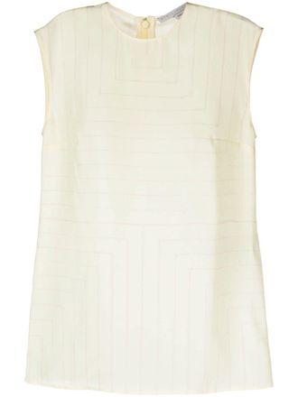 Stella McCartney blouse en soie &agrave; design sans manches - Jaune