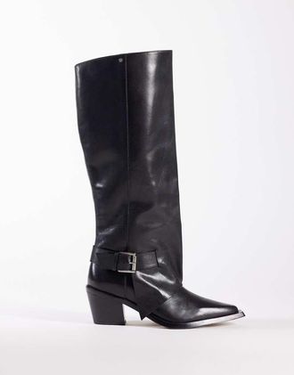 Bronx New-clint - Bottes montantes style western en cuir - Noir