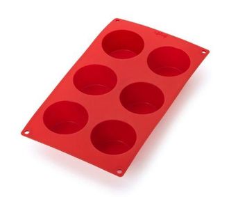 L&eacute;ku&eacute; Moule p&acirc;tisserie Muffins 6 cavit&eacute;s, silicone platine rouge