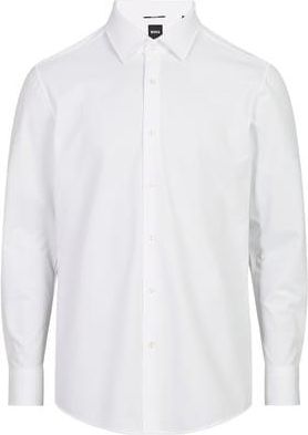 HUGO BOSS Chemise unie &agrave; manches longues en coton m&eacute;lang&eacute;