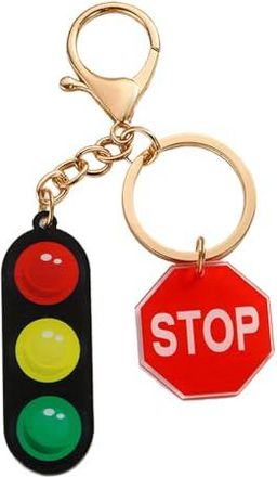 Generic Feu de circulation - Porte-clés unique, slogan stop léger | Pendentif sac à dos pour garçons avec motif de signal de circulation, porte-clés de voitur