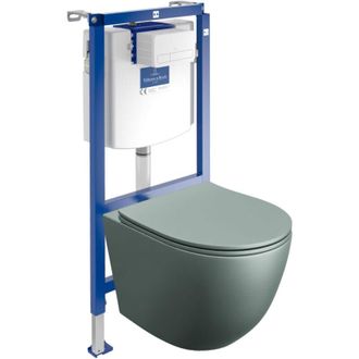 Domino Villeroy&boch wc Set mit Vorwandelement, Wand-WC und Sp&uuml;lknopf