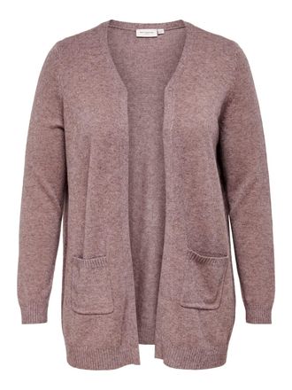 Only Carmakoma Damen Caresly L/S Open Knt Knit Cardigans, Rose Brown/Detail:melange, M Gro&szlig;e Gr&ouml;&szlig;en EU