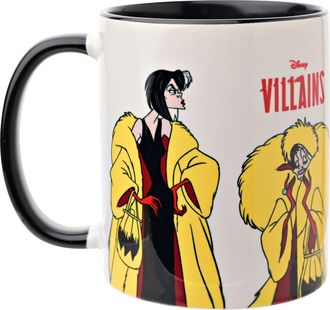Widdop and Co Disney Cruella Tasse - Schwarz/Weiß Tee & Kaffee glasierte Steinzeug-Icons & Villains Trinkbecher - Offizielles Disney-Lizenzprodukt (325 ml)