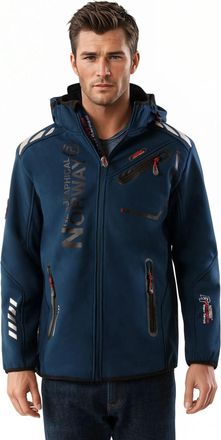 Geographical Norway Royaudb Men Softshelljacke Distribrands Production mit Kapuze Wasserdicht Outdoor Taktische Atmungsaktive Jacke f&uuml;r Wandern Skifahren Herbst Winter Fr