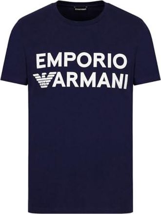 Emporio Armani T-shirt pour homme 211831 3R479, manches courtes, col rond, bleu foncé, Medium