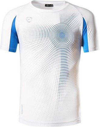 Jeansian Homme De Sport Outdoor Short Sleeved Mens Tee Tops T-Shirt LSL013_White_Blue_M(L)