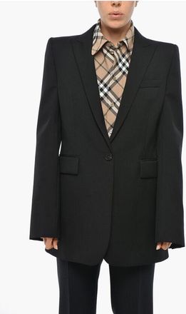 Alexander McQueen Wool Oversized Blazer with Padded Shoulders size 40