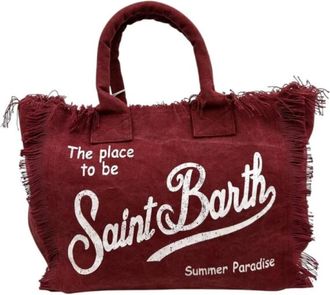 Saint Barth Femme, Sacs, Rouge, Taille: ONE Size Sac Fourre-Tout Chic en Coton avec Franges