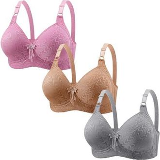 Generic 2 B Ware Femme Sans Armatures Soutiens-Gorge R&eacute;glable Couverture Compl&egrave;te Soutien Bralette Grande Taille Soutien-gorge Quotidien 3, Rouge past&egrave;que, XL