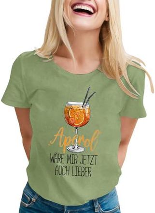 Generic T-shirt pour femme - Costume Aperol Spritz - Col rond - T-shirt d&eacute;t&eacute; amusant - Pour cocktail, f&ecirc;te, &eacute;v&eacute;nements - T-shirt l&eacute;ger - D&eacute;contract&eacute; - T-shirt
