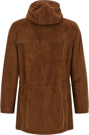 Brunello Cucinelli Suede Parka with Shearling Lining Coat - Brown