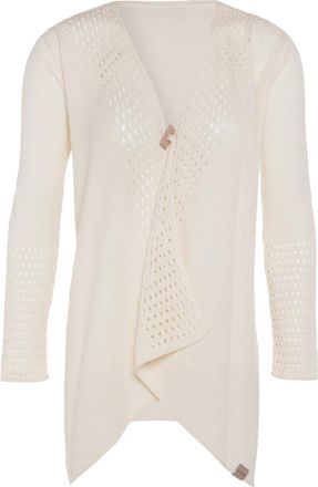 Knit Factory April Strickjacke - Mittellange Damen Strickjacke - Sommer Cardigan aus Baumwollmix - Hochwertige Qualit&auml;t - Ecru - 36/38