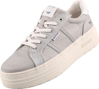 Mustang Jeans Damen Plateau Sneaker Silber EU 40