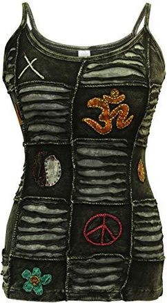 Shopoholic Fashion Noir fadé Festival Femme Emo Gothique découpé débardeurs - Noir, Medium