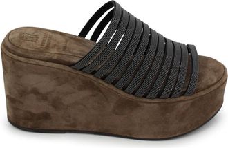Brunello Cucinelli Femme, Chaussures, Noir, Taille: 36 1/2 EU Sandales compens&eacute;es Monili