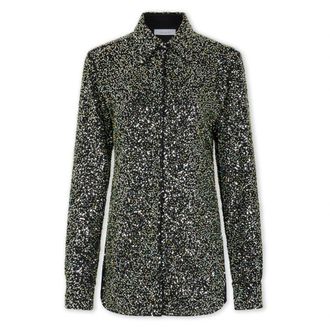 Paco Rabanne Schwarze Pailletten bestickte Crepe Bluse - - Blouses & Shirts - Damen - Schwarzk - XS