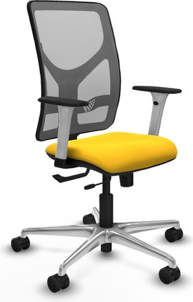 Piqueras y Crespo B&uuml;rostuhl mit wei&szlig;en und schwarzen Armlehnen, ausgestattet mit Syncro/Traslack und Schneideschaum, mit Rollen 65 mm, Nylon, Grau/Gelb