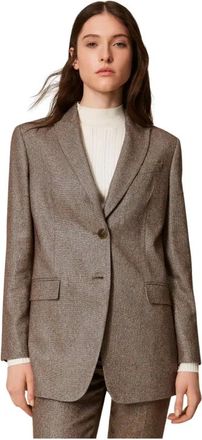 Twinset Femme, Vestes, Brun, Taille: 42 FR Chevron Blazer