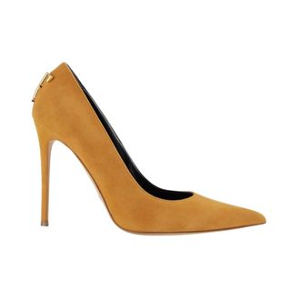 Elisabetta Franchi Escarpins &agrave; talon aiguille en daim avec d&eacute;tail logo - Femme - Chaussures - Brun - Taille: 39 EU