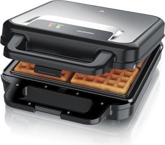 Arendo Waffeleisen XXL 4er - 3 in 1 Sandwichmaker Kontaktgrill mit abnehmbaren Platten - mit Antihaftbeschichtung - Sandwichtoaster - 4er Platten - belgische