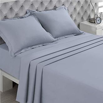 Vision Streetwear Drap Plat - 100% Coton - Coloris: Gris Perle - 270 x 300cm - Lit Double - Fibres Naturelles et Tissage serr&eacute;: Tissu Doux et Souple - C&eacute;rtifi&eacute; Oeko-Tex